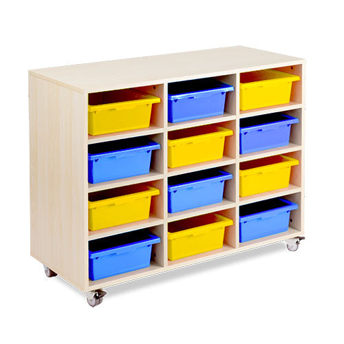 Mobile Tote Tray Storage Trolley - Oak 12 Bay – CD-Soft
